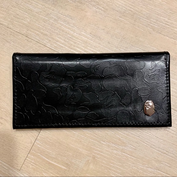 Bape | Bags | New A Bathing Ape Bape Embossed Black Wallet | Poshmark